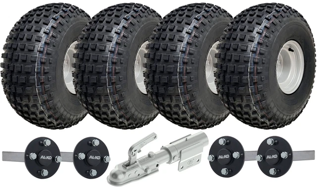 22X11.00-8 KNOBBY ATV Quad Trailer Kit Wheels ALKO Axles Swivel Hitch ...