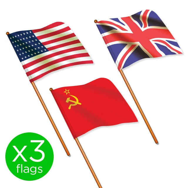 3 X FLAGS Allied Forces WW2 Trio (Quality Vinyl) 1:32 Scale Britains ...