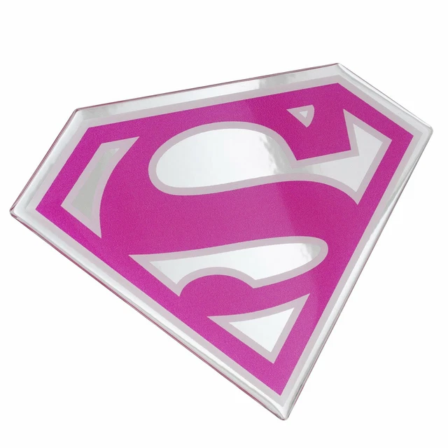 SUPERMAN LOGO CAR Decal DC Comics Domed Pink White Chrome Finish Auto ...