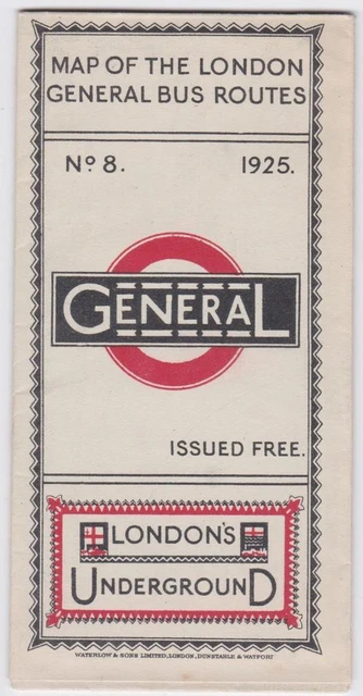 LONDON GENERAL BUS Map 1925 No.8 With British Empire Exhibition O/P £9. ...