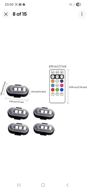 REMOTE CONTROL STROBE Light, Wireless Led Lights for Car, 8 Colors ...