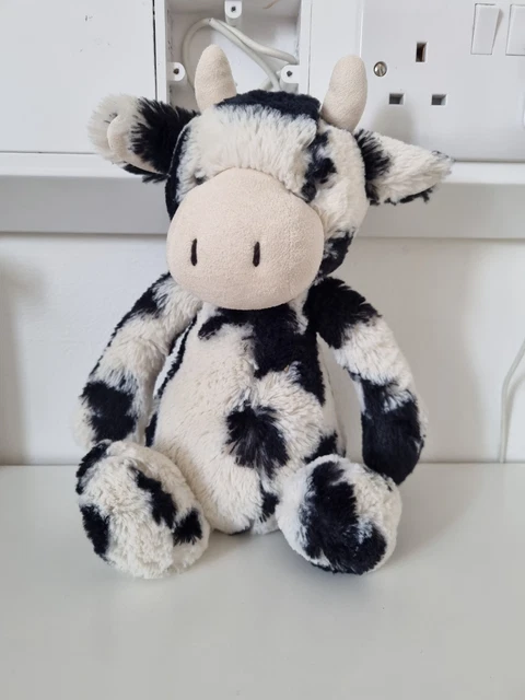 JELLYCAT MEDIUM BASHFUL Cow Calf Soft Plush Beanie Toy White Black £30. ...