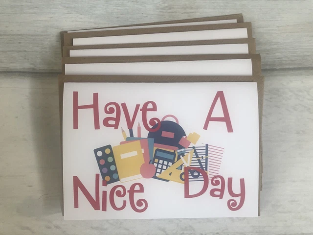 BACK TO SCHOOL Pack Of 4 Greeting Card (blank Inside) First Day New ...