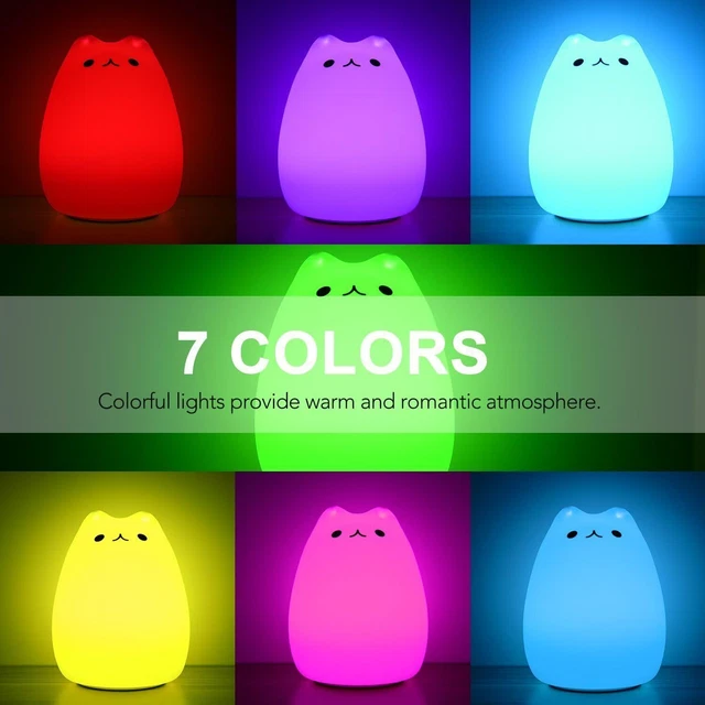 DUCK CAT NIGHT Light for Kids - Cute Silicone RGB Colour Changing LED ...