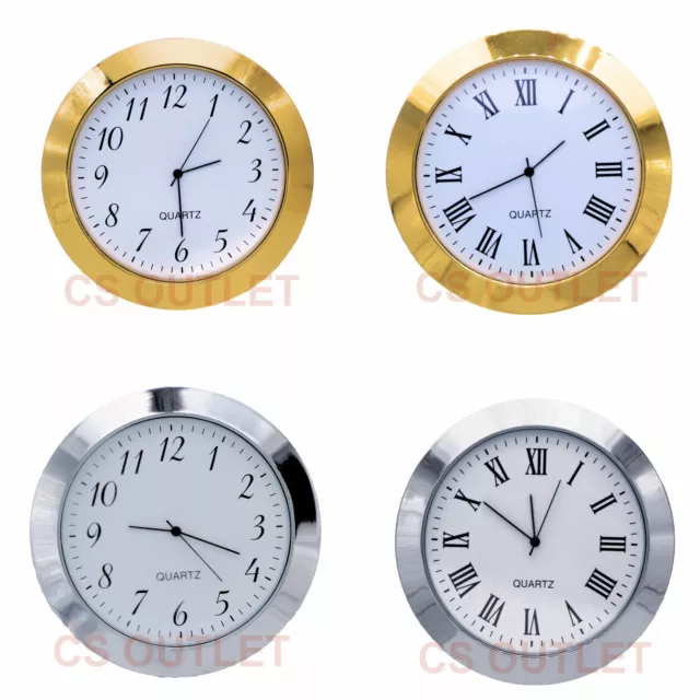 37MM METAL BEZEL fit 34mm Hole, Clock / Watch Insert, White Dial Quartz ...