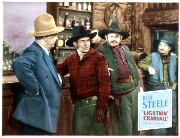 LIGHTNIN' CRANDALL LOBBY card Bob Steele Lew Meehan 1937 Movie OLD ...