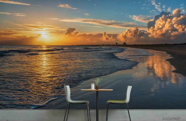 3d Ocean Wave Beach Sunset Wallpaper Wall Murals Removable Wallpaper