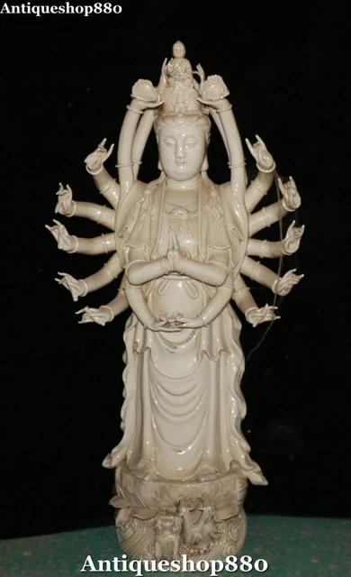 74CM DEHUA PORCELAIN 18 Hands Maha Cundi Kwan-yin Quan Yin Bouddha ...