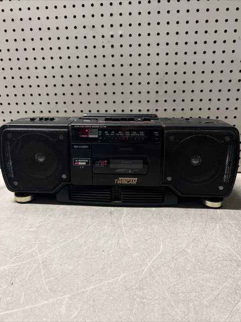 VTG SHARP WQ-T238 Black Ghetto Blaster Stereo Boombox Dual Tape Deck X ...