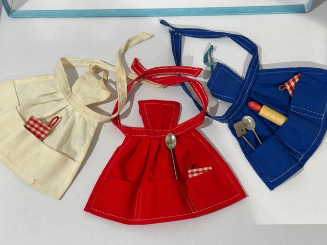 VINTAGE BARBIE - Apron and Utensils - 1962-63 - Red, Blue and White ...