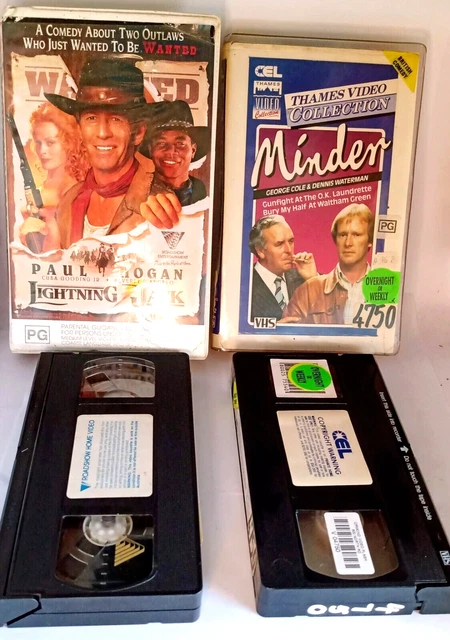 MINDER EX RENTAL + Lightning Jack VHS Clam Shell cases Video Tapes PAL ...