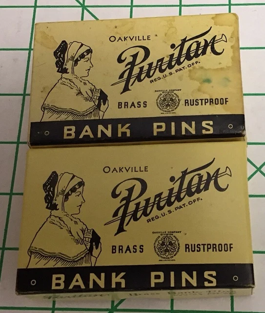OAKVILLE PURITAN BRASS Rustproof Bank Pins Two Full Boxes - See Pics $9 ...