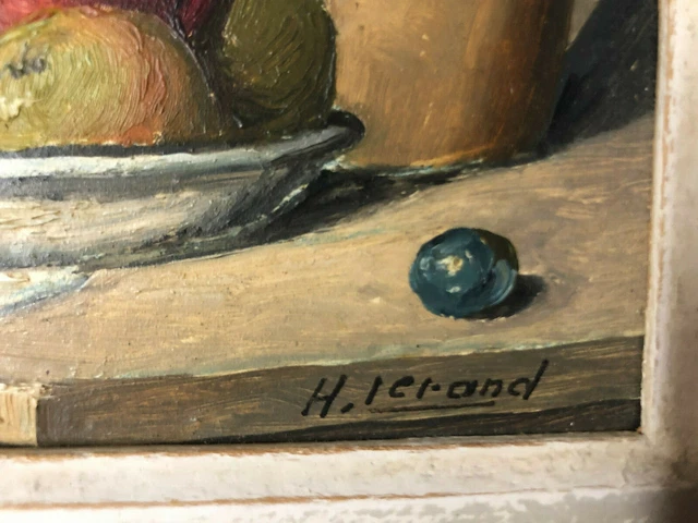 H. LERAND MID Century French Still Life Painting-GRAPES/APPLE..(2) $254 ...