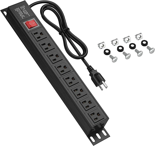 RACK MOUNT POWER Strips 1U Rack Mount PDU Power Strip Surge Protector ...