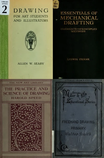 277 BOOKS ON Drawing Sketching Drafting Freehand Pencil Charcoal Brush ...
