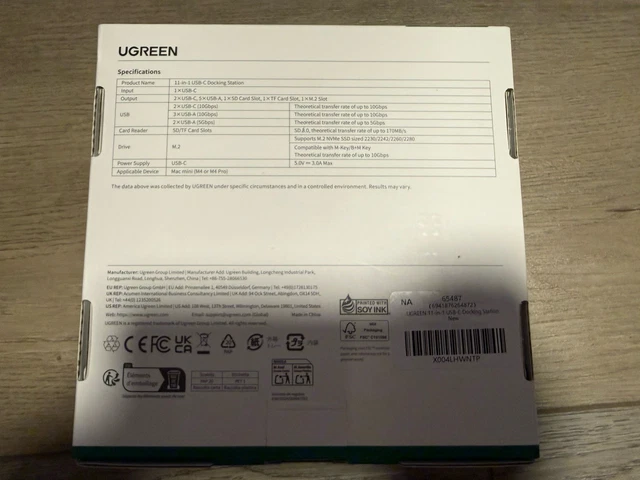 UGREEN MAC MINI M4/M4Pro Docking Station 11-in-1 M.2 NVMe 8TB 10Gbps ...