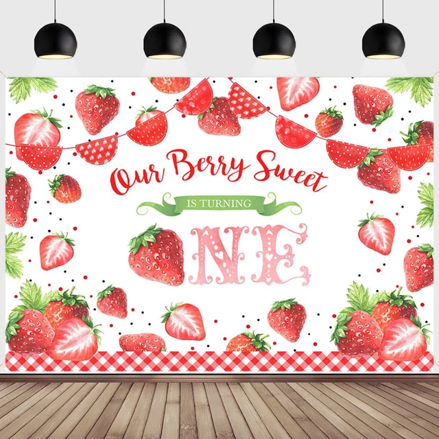 BERRY SWEET BACKDROP 7x5ft Strawberry Birthday Party Summer Baby Shower ...
