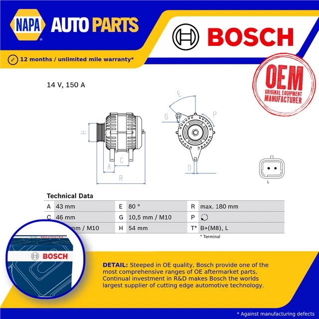 ALTERNATOR FITS CITROEN C3 PICASSO 1.6D 09 to 11 Bosch 5702C2 5702E1 ...