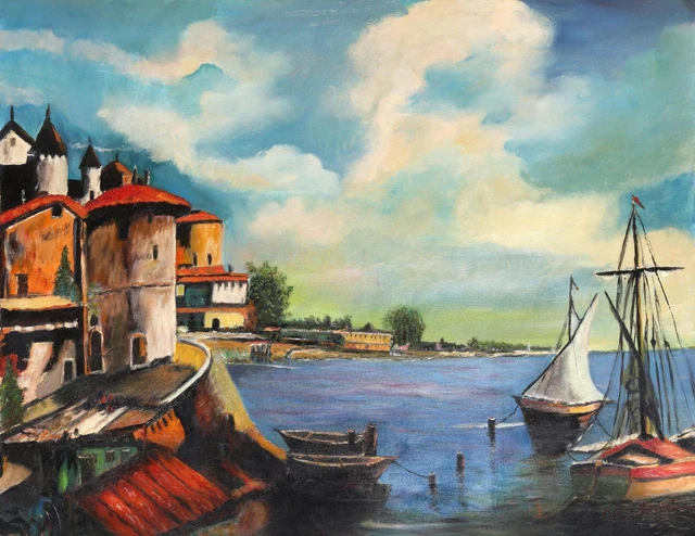 RALPH RISPOLI, PORT, Huile sur Toile, Signée EUR 736,03 - PicClick FR