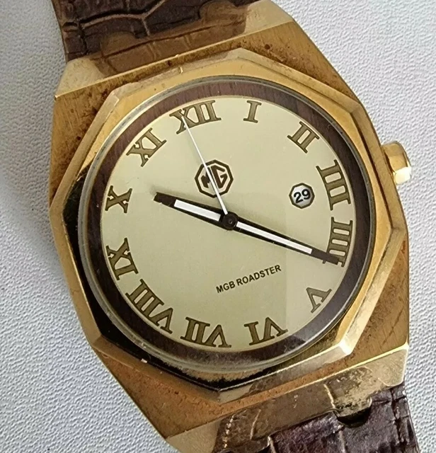 VINTAGE RARE MG Dealer MGB Roadster Quartz Watch with Leather Strap £ ...