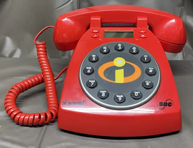 DISNEY PIXAR THE Incredibles Red SBC Telephone Push Button Landline ...