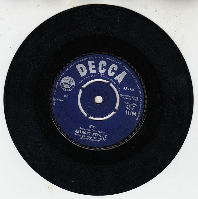 ANTHONY NEWLEY - Why - Decca 45 F 11194 - 1960 vinyl 45 rpm single £1.99 - PicClick UK