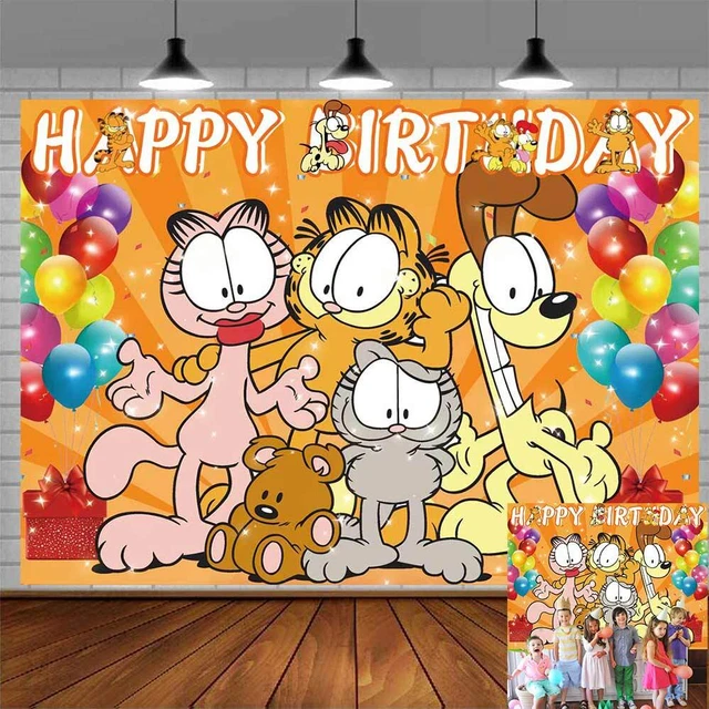 GARFIELD HAPPY BIRTHDAY Backdrop Banner Background Cartoon Party ...