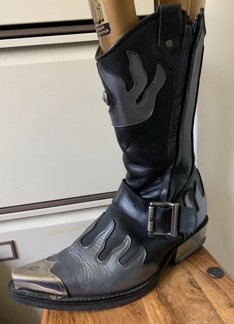 NEW ROCK SILVER Flame Western Cowboy Boots - Size 9 (43) £120.28 - PicClick UK