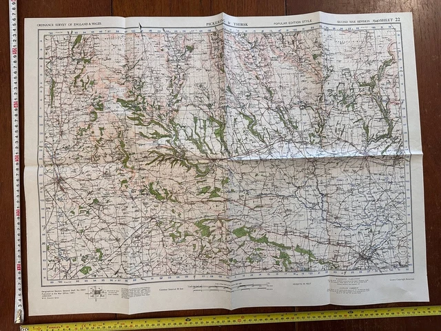 ORIGINAL WW2 BRITISH Army GSGS Os Map of Great Britain - Pickering ...