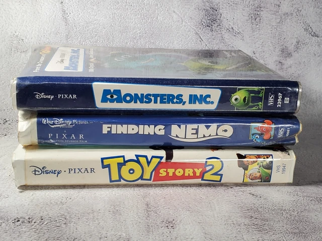 VINTAGE SET OF 3 Disney Pixar VHS Tapes Monsters Inc Finding Nemo Toy ...