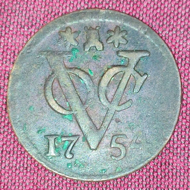 DUTCH EAST INDIA Company VOC 1 Duit Coin from 1754 - New York Penny ...