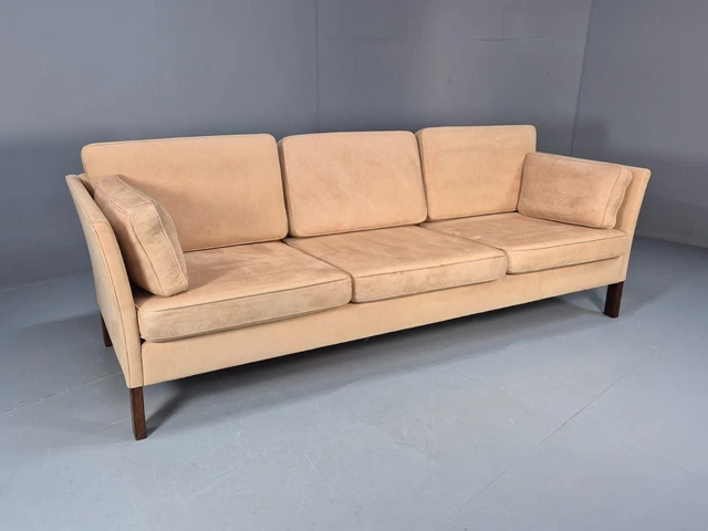 VINTAGE SUEDE THREE Seater Sofa Danish Erik Jørgensen Style Retro ...