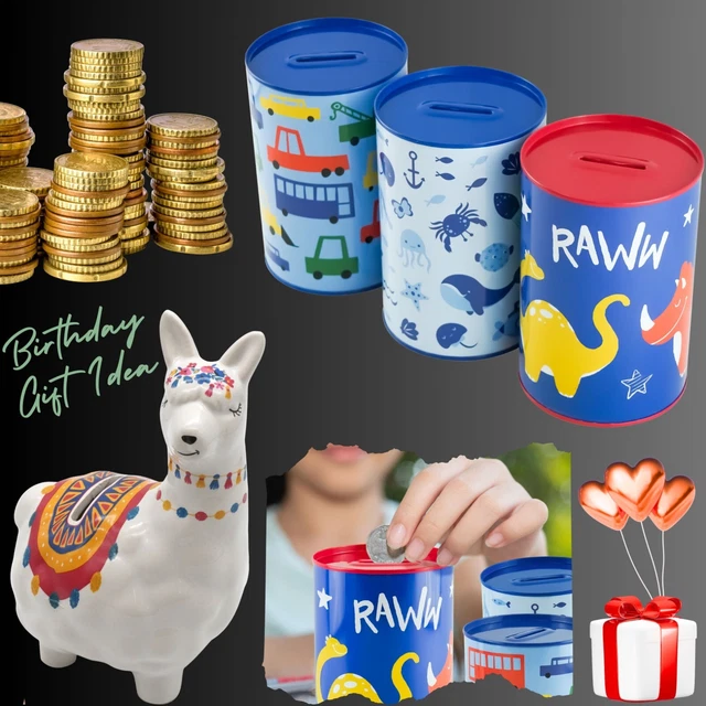 12CM KIDS MONEY Box Money Saver Paw Patrol Disney Princes Coin Tin Xmas ...
