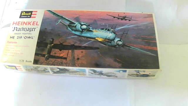 REVELL HEINKEL HE 219 Owl Vintage 1969 Model Kit 1:72 Scale Aircraft ...