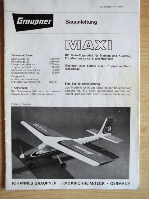 &ISTRUZIONI DI COSTRUZIONE Graupner ""Maxi" EUR 6,00 - PicClick IT