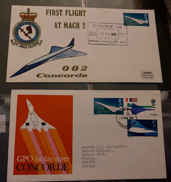 CONCORDE FIRST DAY Covers First flight Mach 1970 & First Day Cover 1969 ...