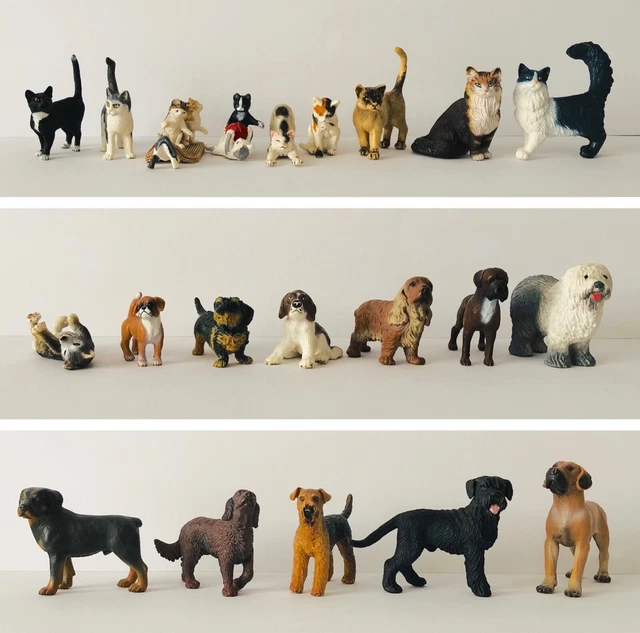 SCHLEICH KATZEN HUNDE Rauhaardackel Rottweiler Dogge Boxer Schnauzer ...