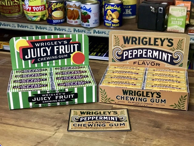 WRIGLEYS VINTAGE 1920’S Counter Display Boxes Juicy Fruit & Peppermint ...