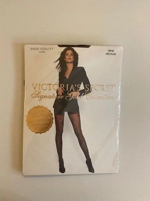 NEW SHEER VITALITY Victoria's Secret Signature Gold Pantyhose Size M ...