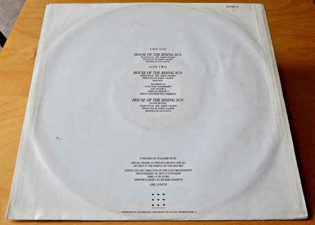 BARRY PALMER HOUSE of the Rising Sun 1987 UK issue 12" vinyl record ...