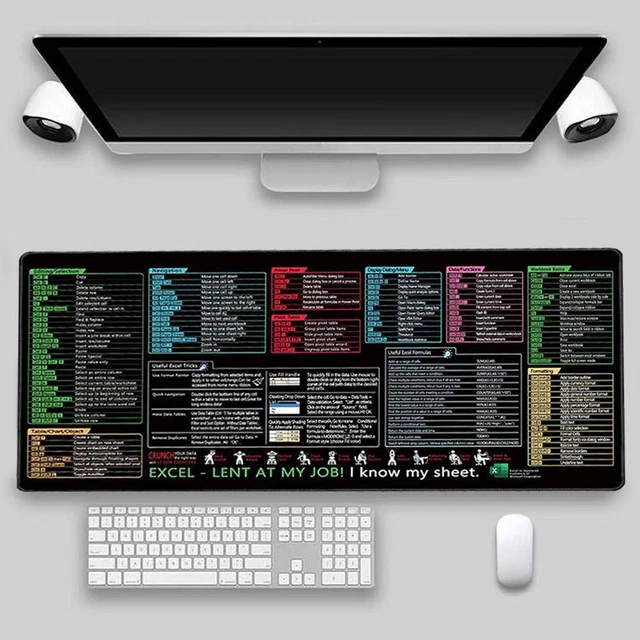 EXCEL CHEAT SHEET Desk Mat, Excel Shortcuts Mouse Pad, Keyboard ...