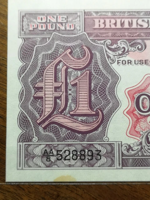 BRITISH MILITARY 1 Pound Note English England Banknote 1948 War Time ...