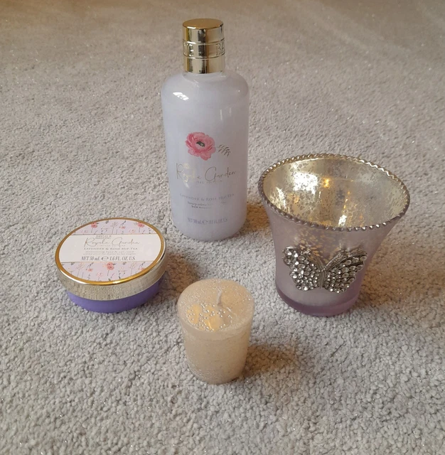 LAVENDER & ROSE Hip Tea Bath Bubbles Hand Cream Tealight Candle ...