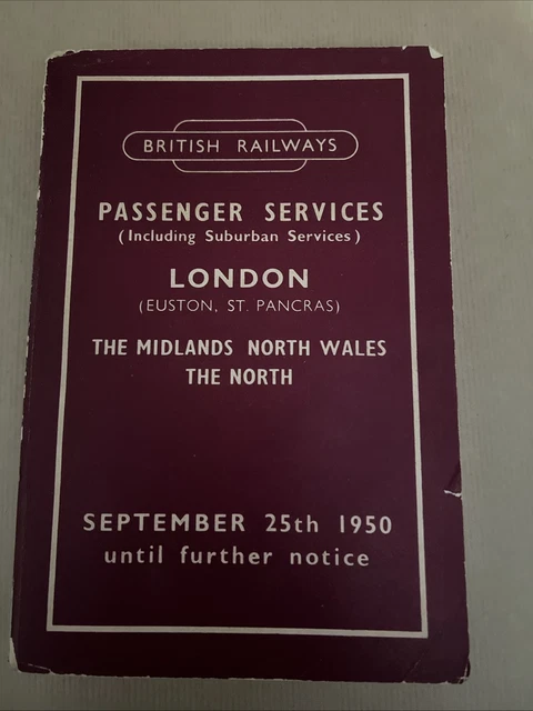 BRITISH RAILWAYS PASSENGER Services London Midland Region Timetable ...