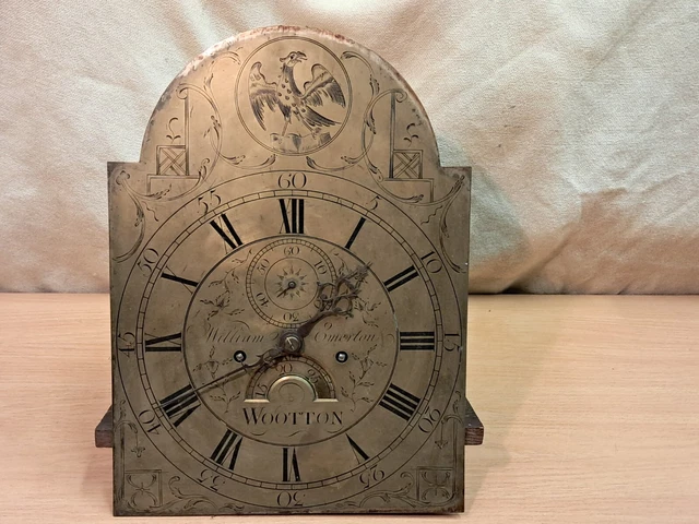 ANTIQUE ARCHED DIAL Brass Longcase Clock Movement William Emerton ...