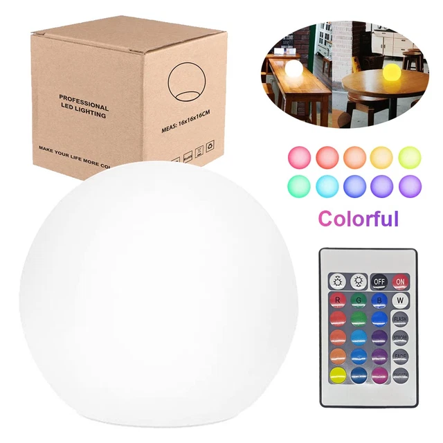 LED BALL LIGHT Sphere Lamp Color Changing Mood Light w/Remote 16 Single ...