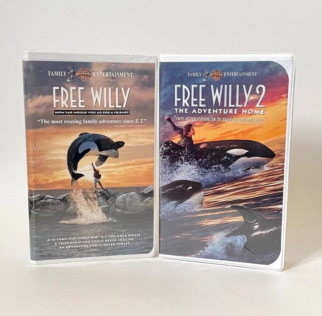 FREE WILLY & Free Willy 2 VHS Movies Clamshell Cases Lot of 2 Vintage ...
