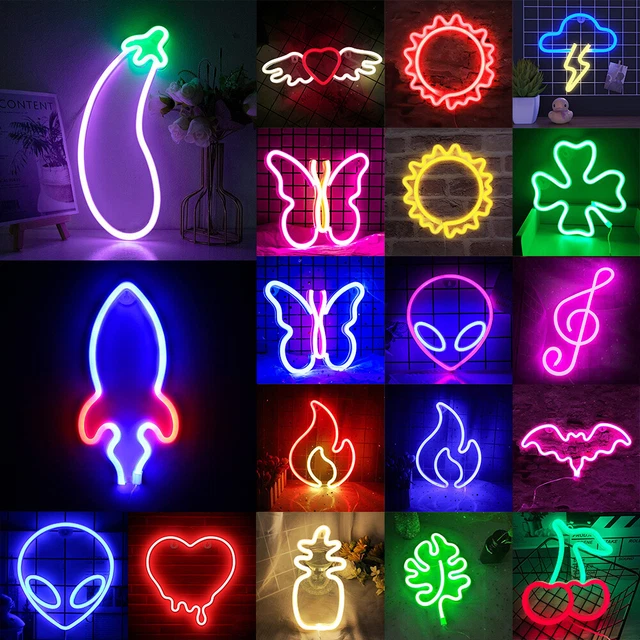 LED NEON LIGHTS Sign Battery USB Led Neon Signs Wedding Party Christmas ...