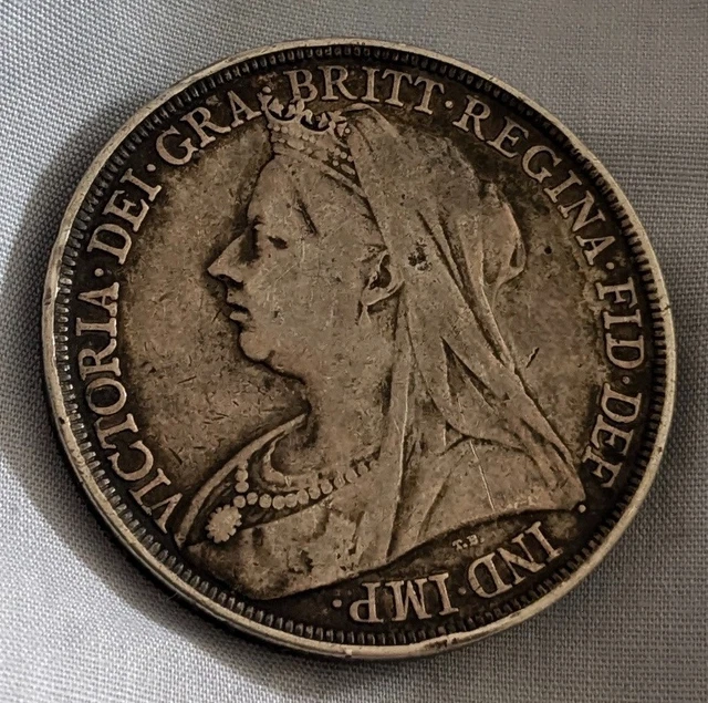 1897 SOLID SILVER Antique Queen Victoria Crown Coin Juventus Formed ...
