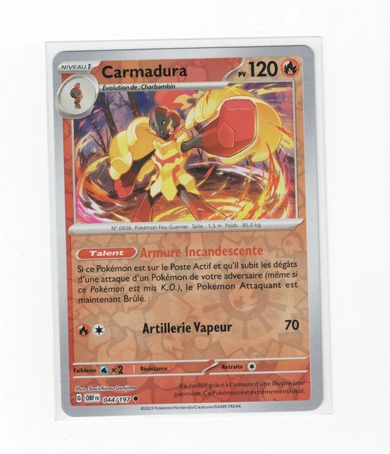 CARTE POKÉMON CARMADURA 044/197 reverse EV03 - Flammes Obsidiennes EUR 2,00 - PicClick FR
